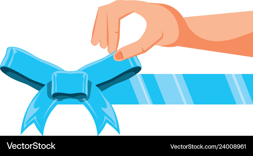 Hand human with bow ribbon isolated icon Vector Image