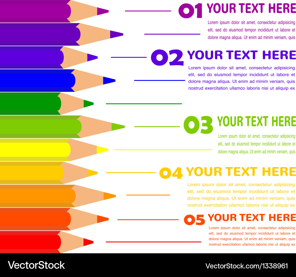 Infographics with colorful pencils Royalty Free Vector Image