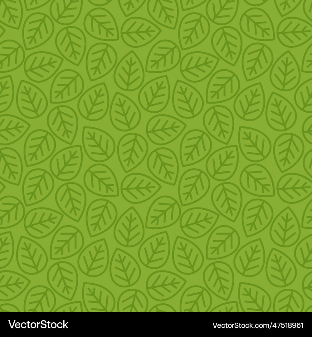 Leaves seamless pattern green color line style Vector Image