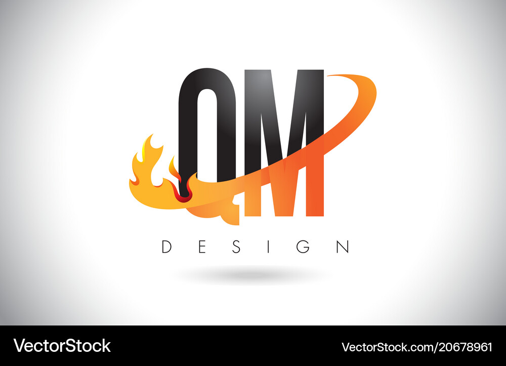 Qm q m letter logo with fire flames design Vector Image