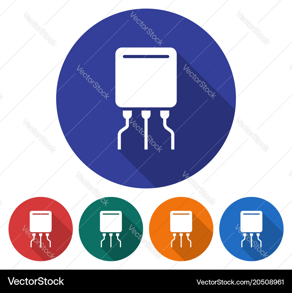 Round icon of transistor flat style with long Vector Image