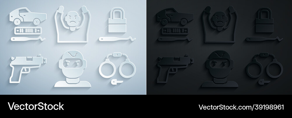 Set thief mask lock picks for lock picking Vector Image