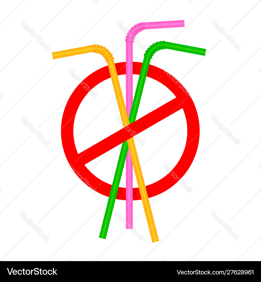 Signs stop straw tube plastic refusal Royalty Free Vector
