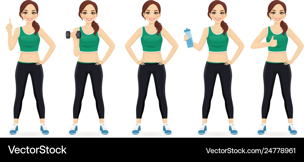 Sport woman set Royalty Free Vector Image - VectorStock