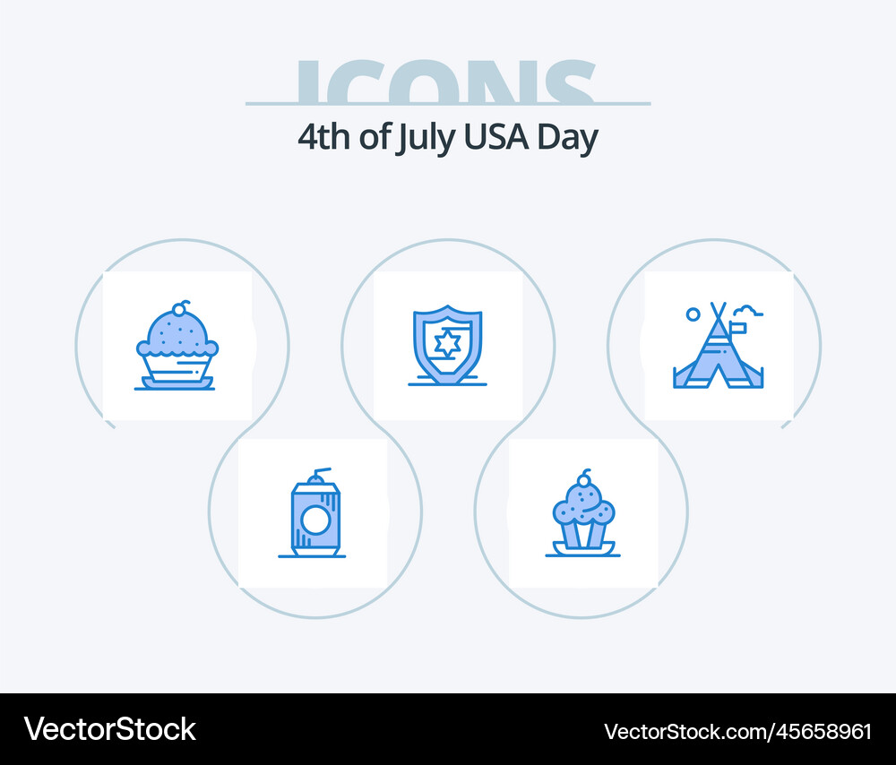 Usa blue icon pack 5 icon design american Vector Image