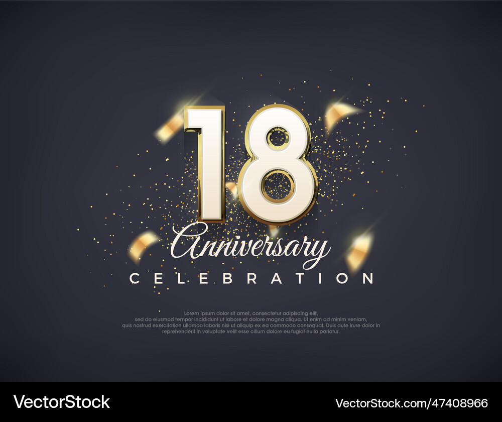 18th anniversary number with fancy numerals Vector Image