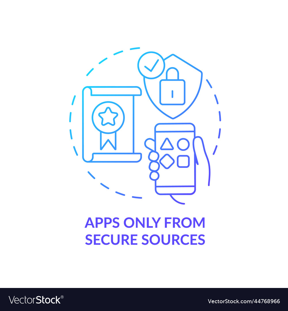 Apps only from secure sources blue gradient Vector Image