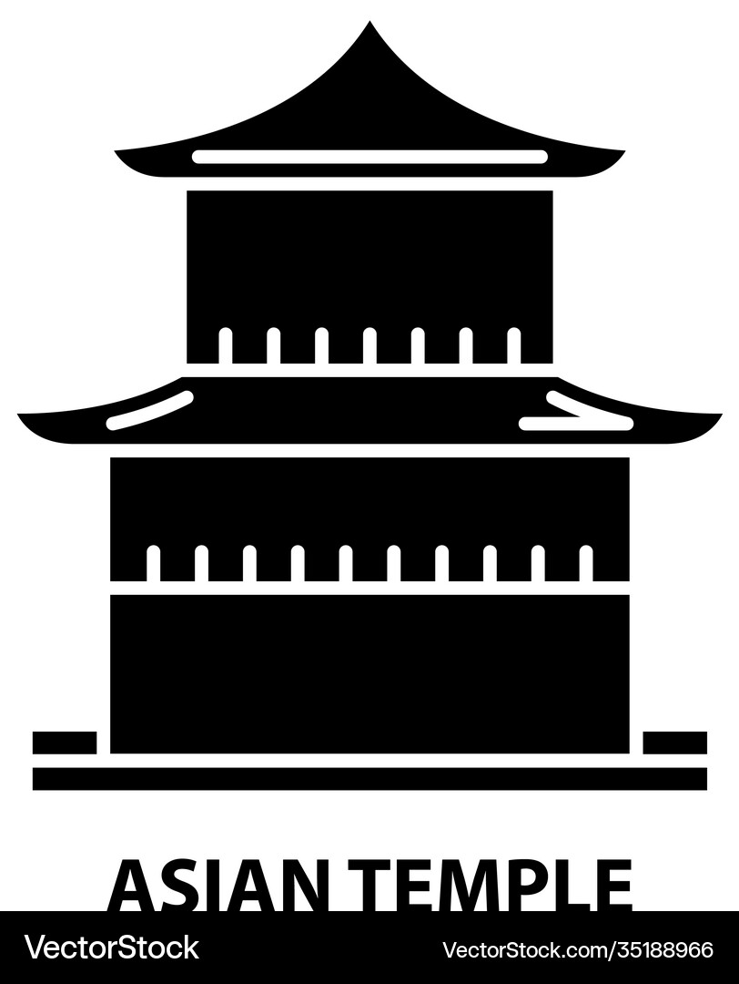 Asian temple icon black sign with editable Vector Image