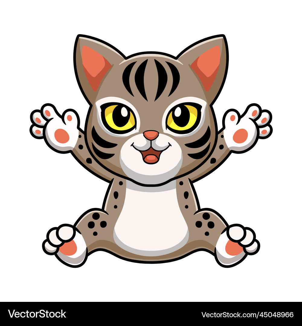 Cute ocicat cat cartoon sitting Royalty Free Vector Image