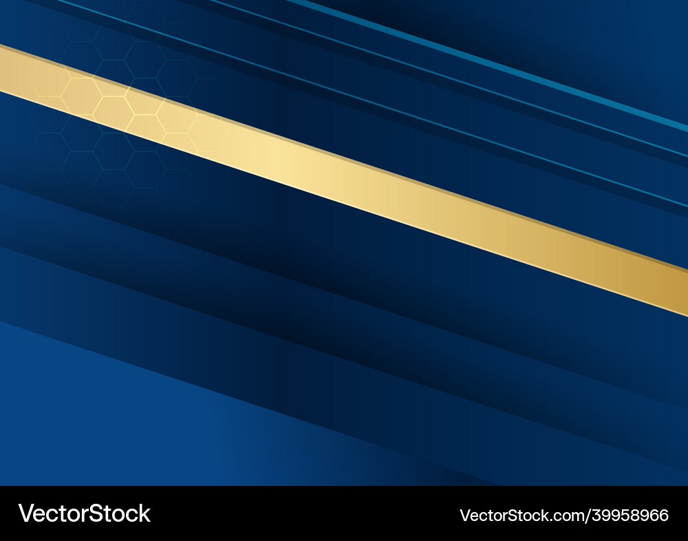 Dark blue background with gold shiny line Vector Image