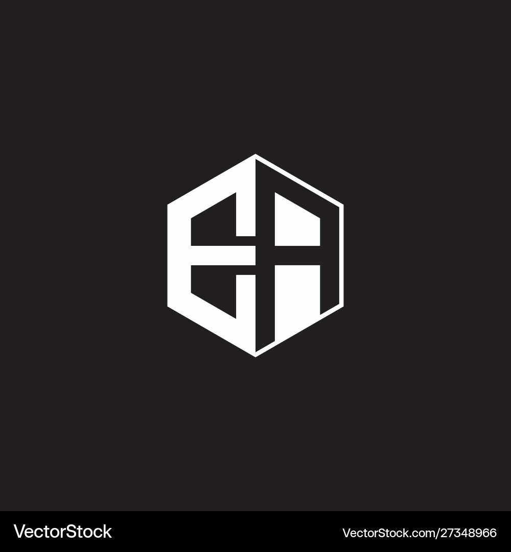 Ea logo monogram hexagon with black background Vector Image
