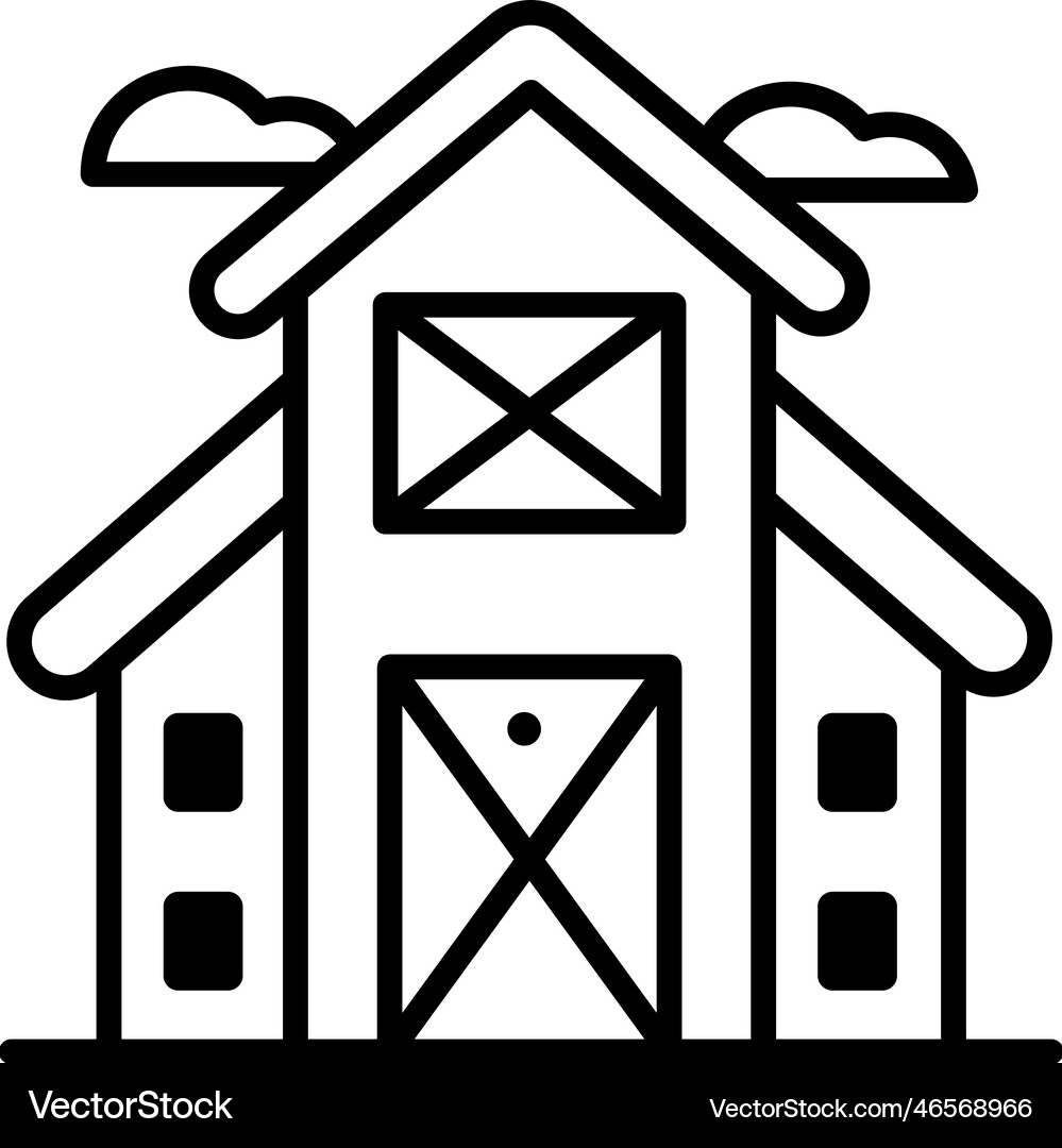 Farmhouse outline icon style Royalty Free Vector Image