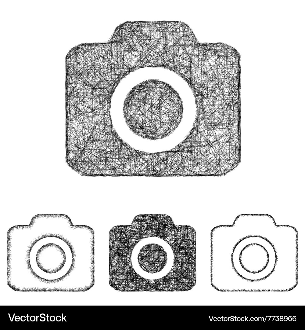 Photo icon set - sketch line art Royalty Free Vector Image