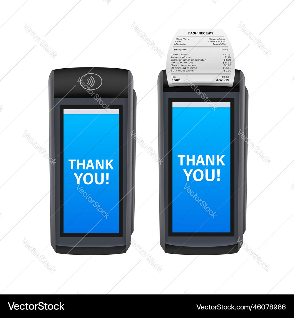 Pos terminal paper receipt approved rejected Vector Image