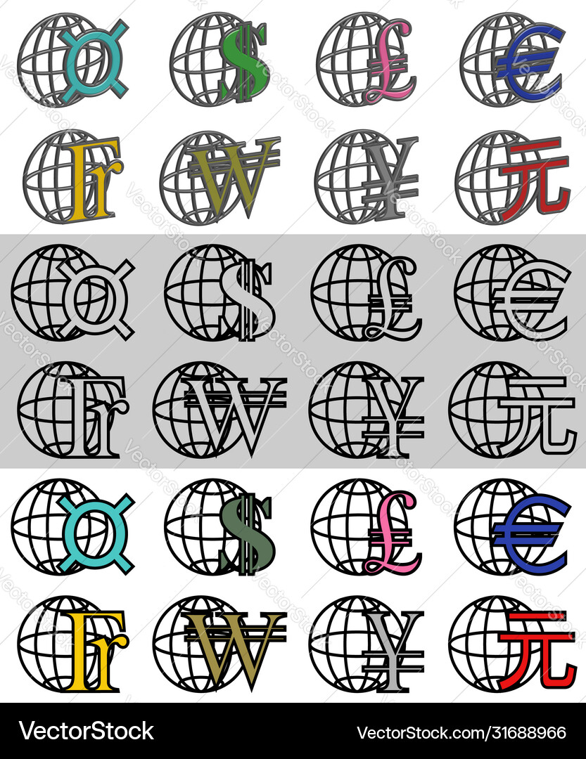 Set economic icons with different signs Royalty Free Vector