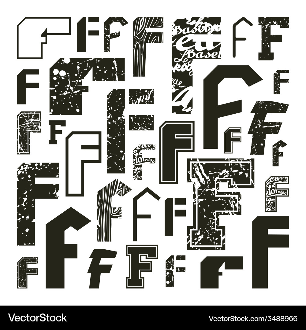 Set versions of letters f Royalty Free Vector Image