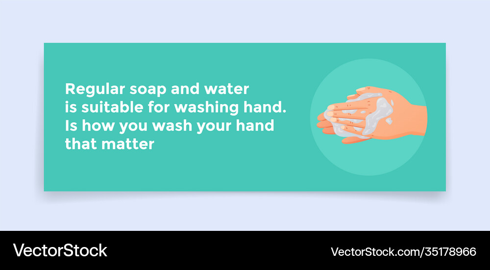 Wash hand concept with editable text and washing Vector Image