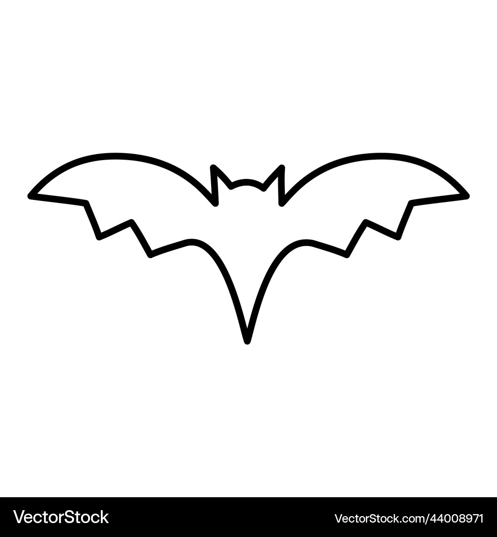 Bat icon in line art style halloween Royalty Free Vector