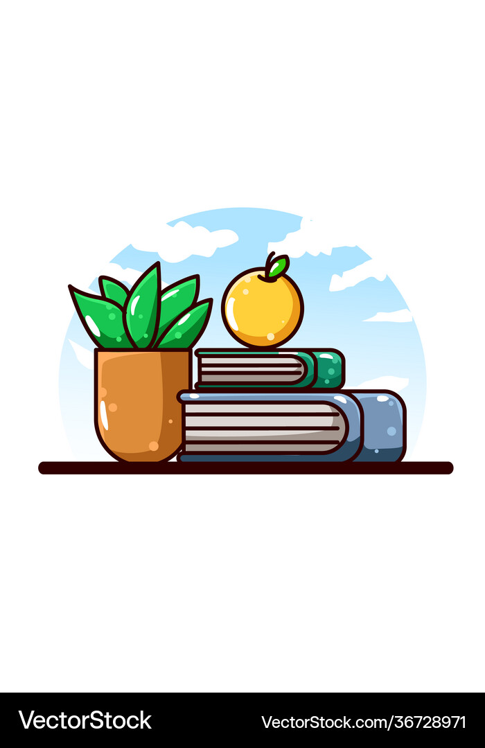 Books and orange icon cartoon Royalty Free Vector Image