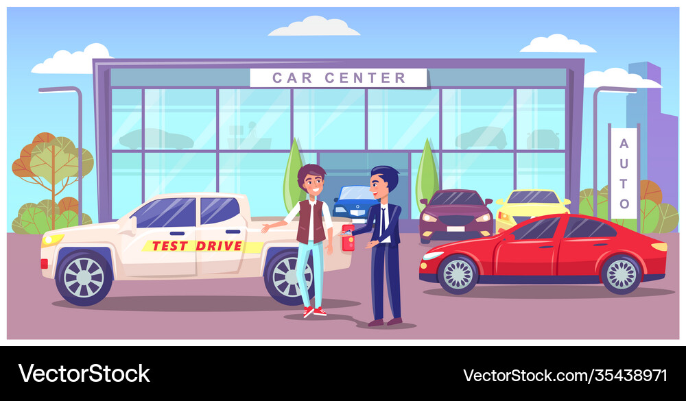 Car center showroom with different modern Vector Image