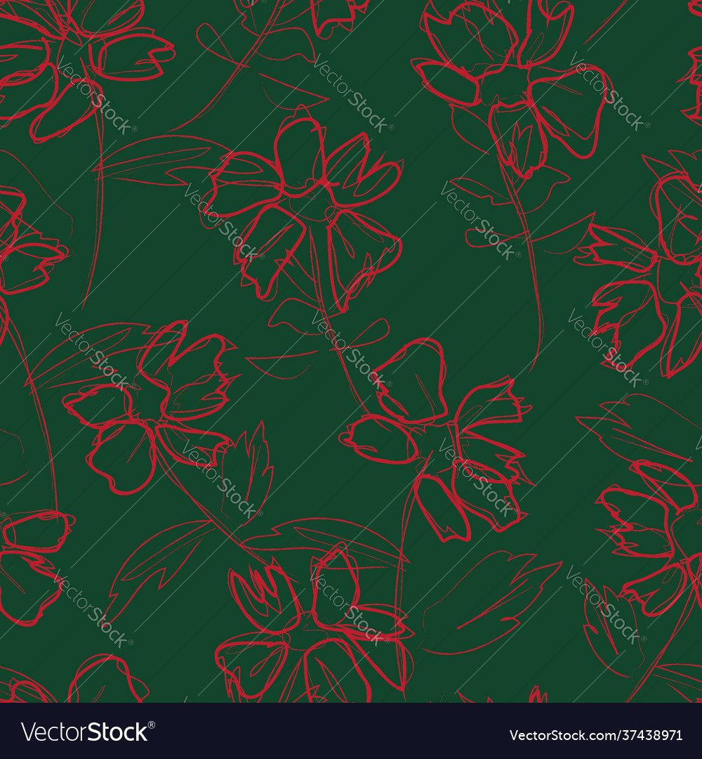 Christmas floral seamless pattern background Vector Image