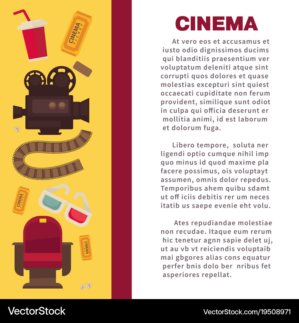 Cinema advertisement banner with symbolic Vector Image