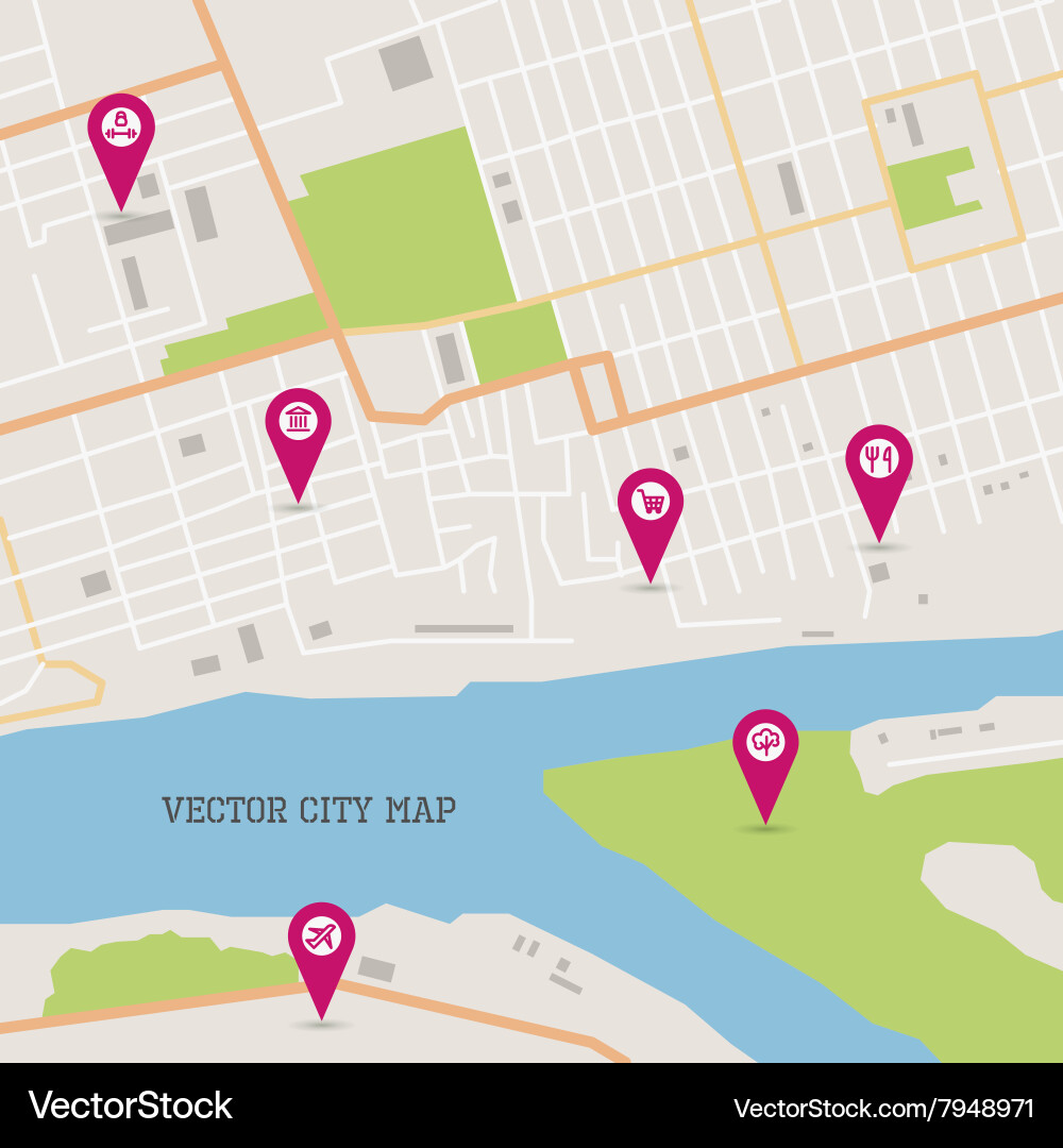 City map Royalty Free Vector Image - VectorStock