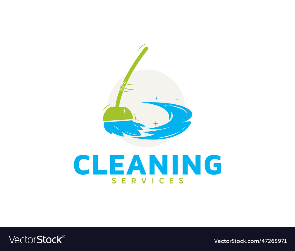 Cleaning Services Mop Logo Royalty Free Vector Image