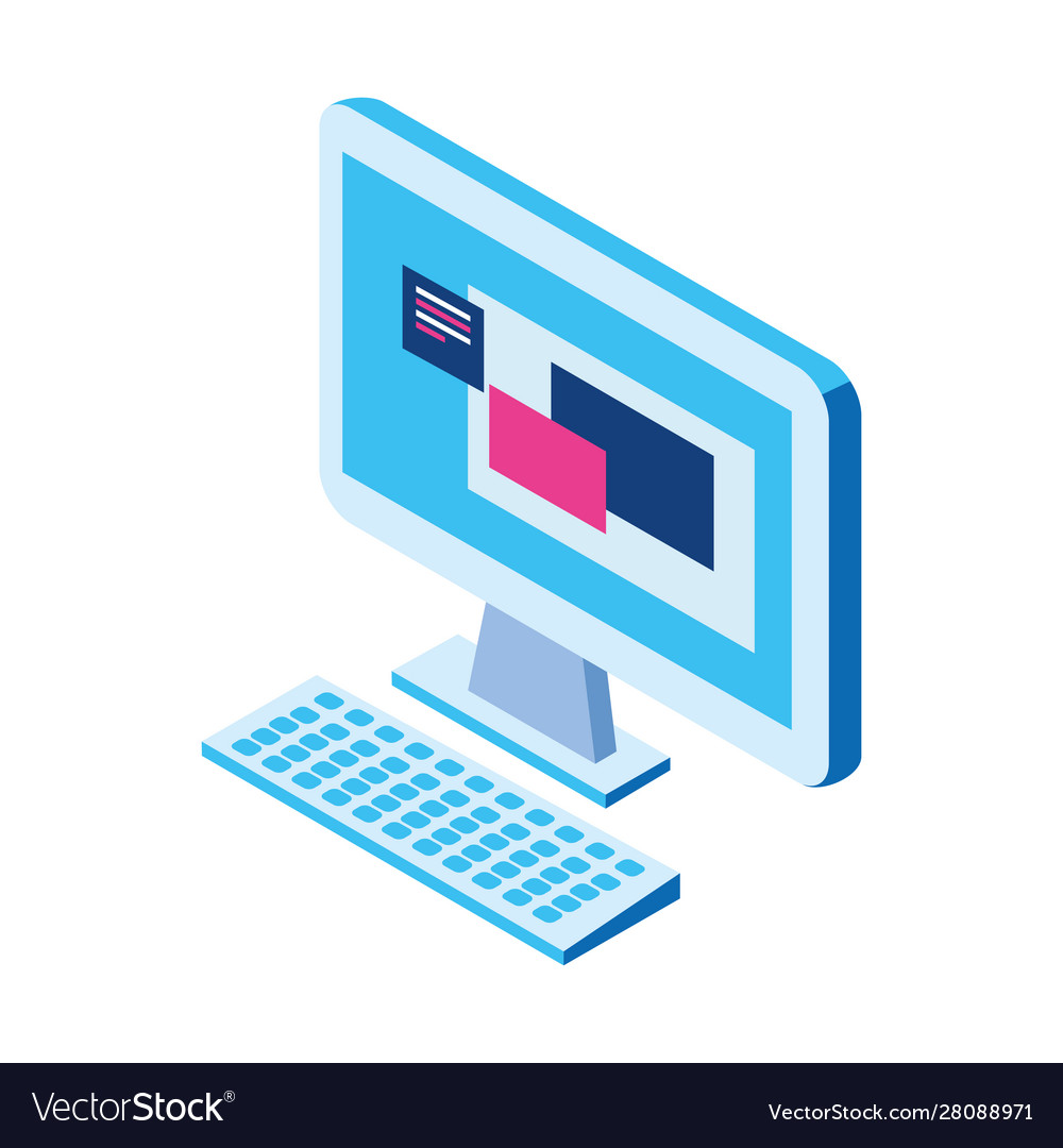 Computer icon over white background Royalty Free Vector
