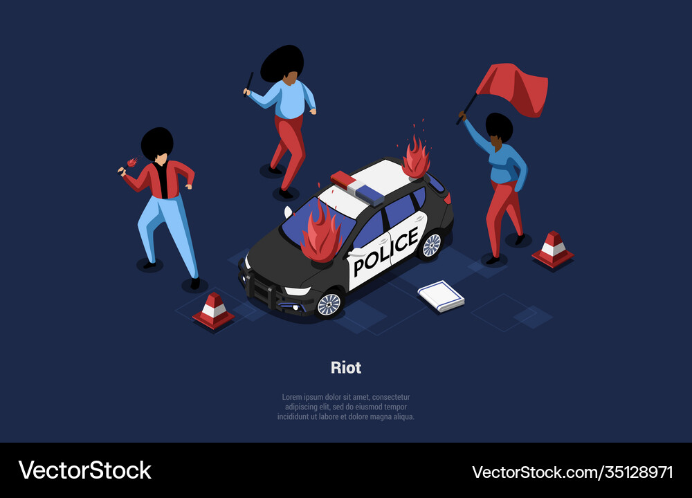 Conceptual art on people riot idea 3d Royalty Free Vector
