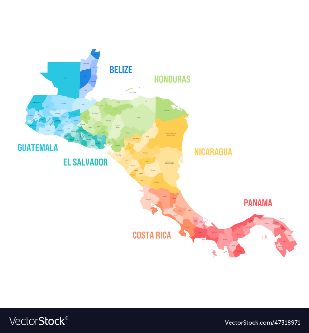 Countries of central america - map with Royalty Free Vector