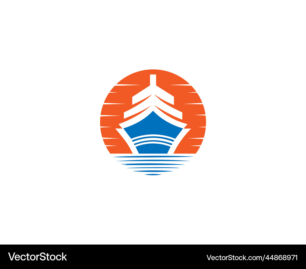 Cruise ship logo design with sun symbol – Royalty-Free Vector | VectorStock
