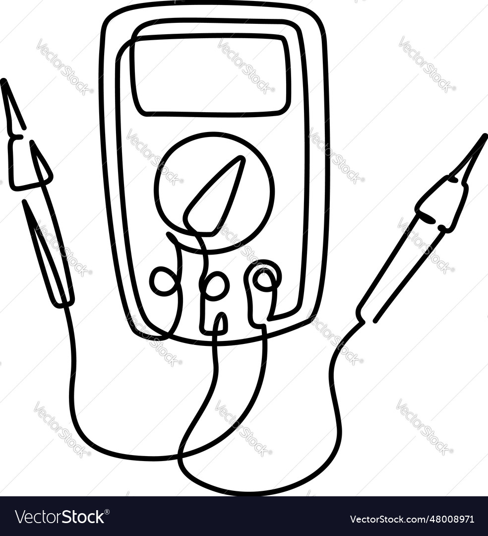 Digital voltmeter multimeter isolated thin line Vector Image