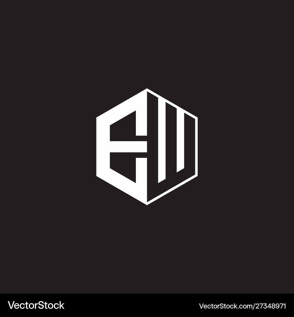 Ew logo monogram hexagon with black background Vector Image