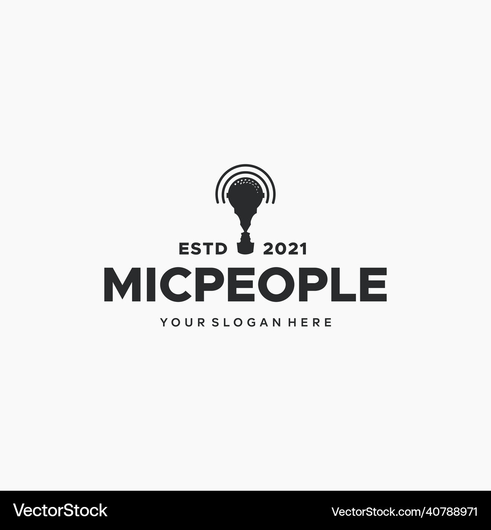 Flat letter mark estd 2021 micpeople logo design Vector Image