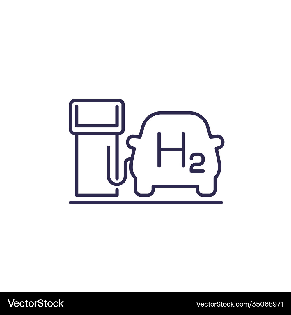 Hydrogen car at charging station line icon Vector Image
