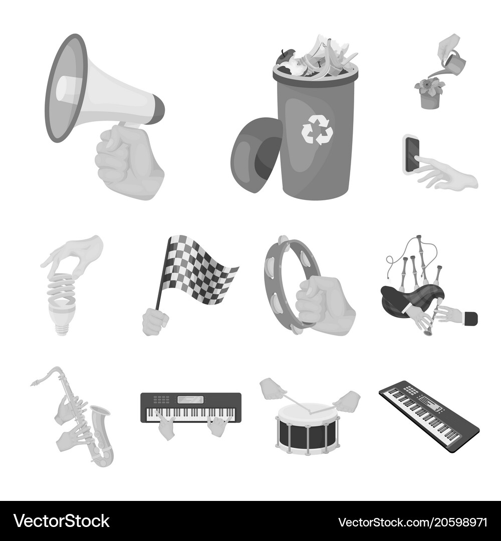 Manipulation by hands monochrome icons in set Vector Image