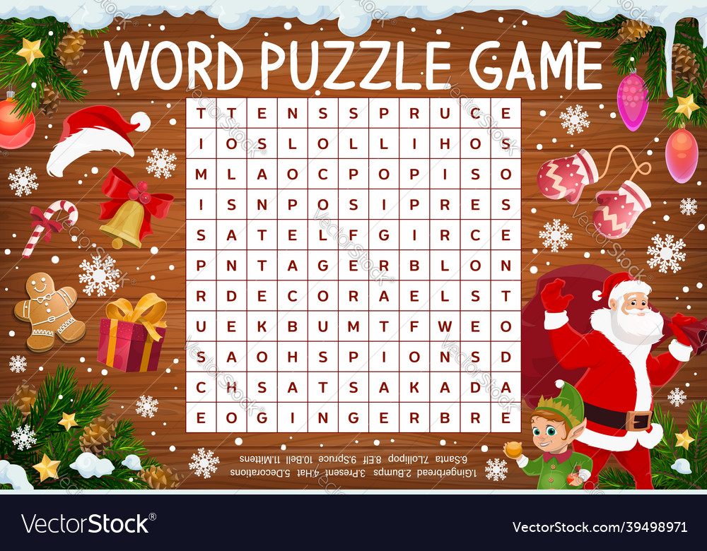 Merry christmas word puzzle crossword or riddle Vector Image