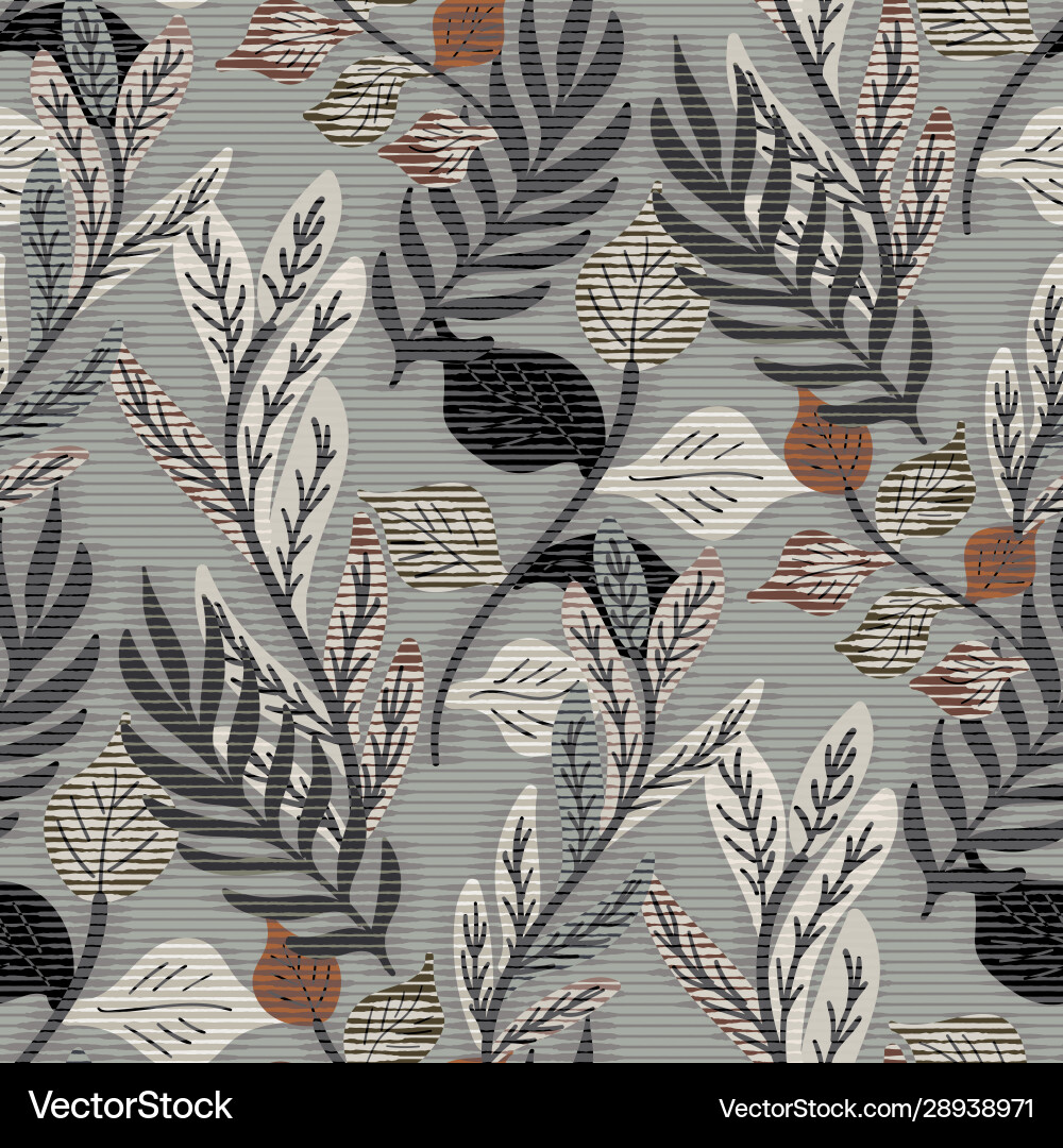 Neutral faded tropical leaf fern seamless pattern Vector Image