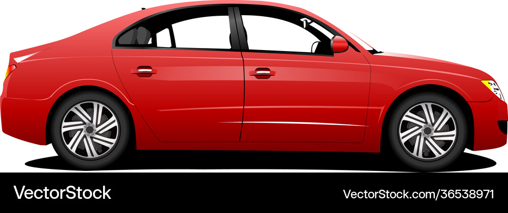 Red car sedan on road 3d Royalty Free Vector Image