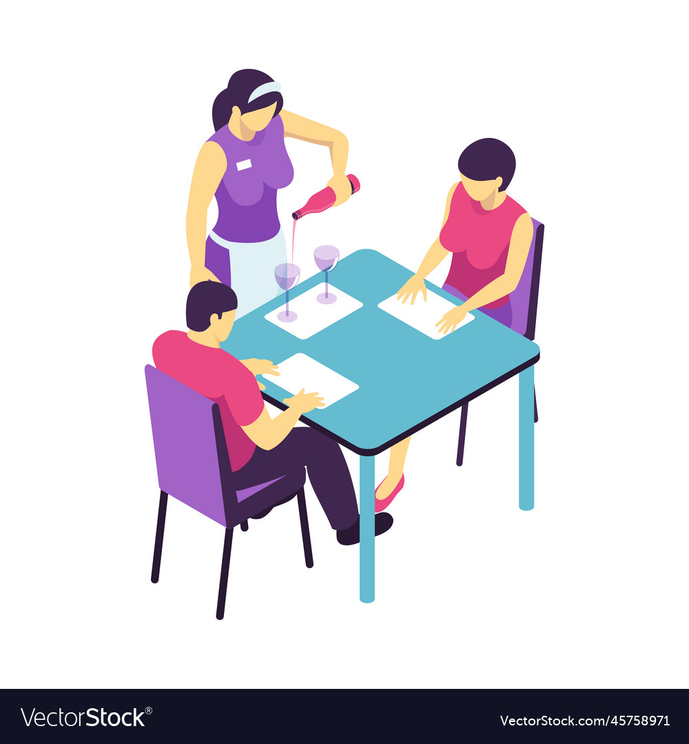 Restaurant date waitress composition Royalty Free Vector