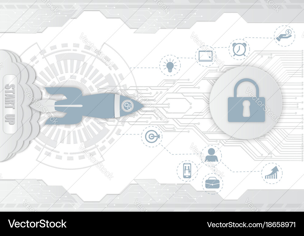 Rocket Launch Startup Digital Technology Vector Image