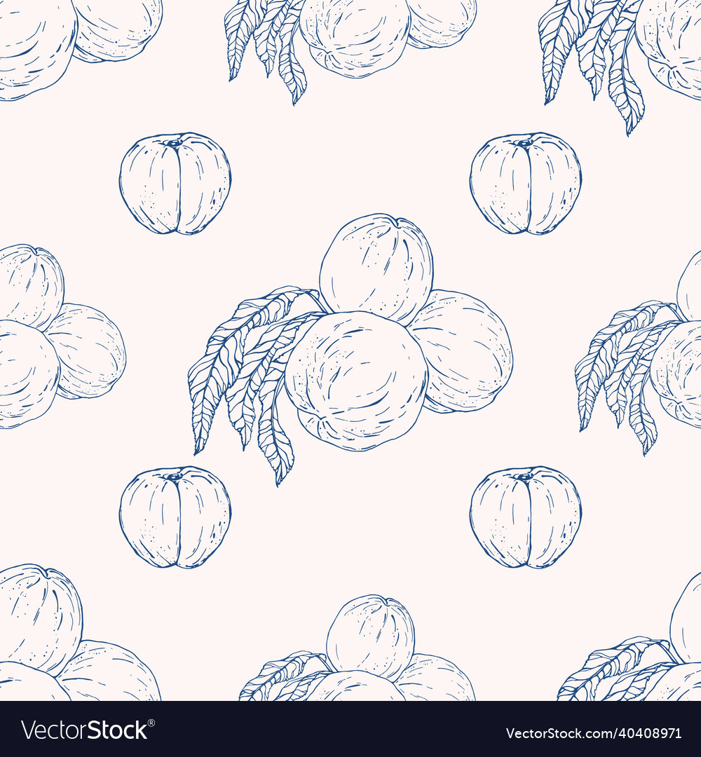 Seamless pattern with peach Royalty Free Vector Image