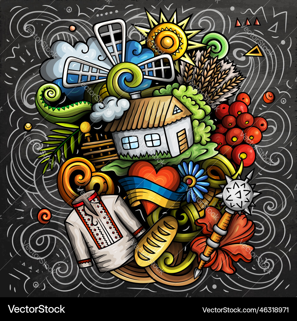 Ukraine cartoon doodle funny ukrainian design Vector Image