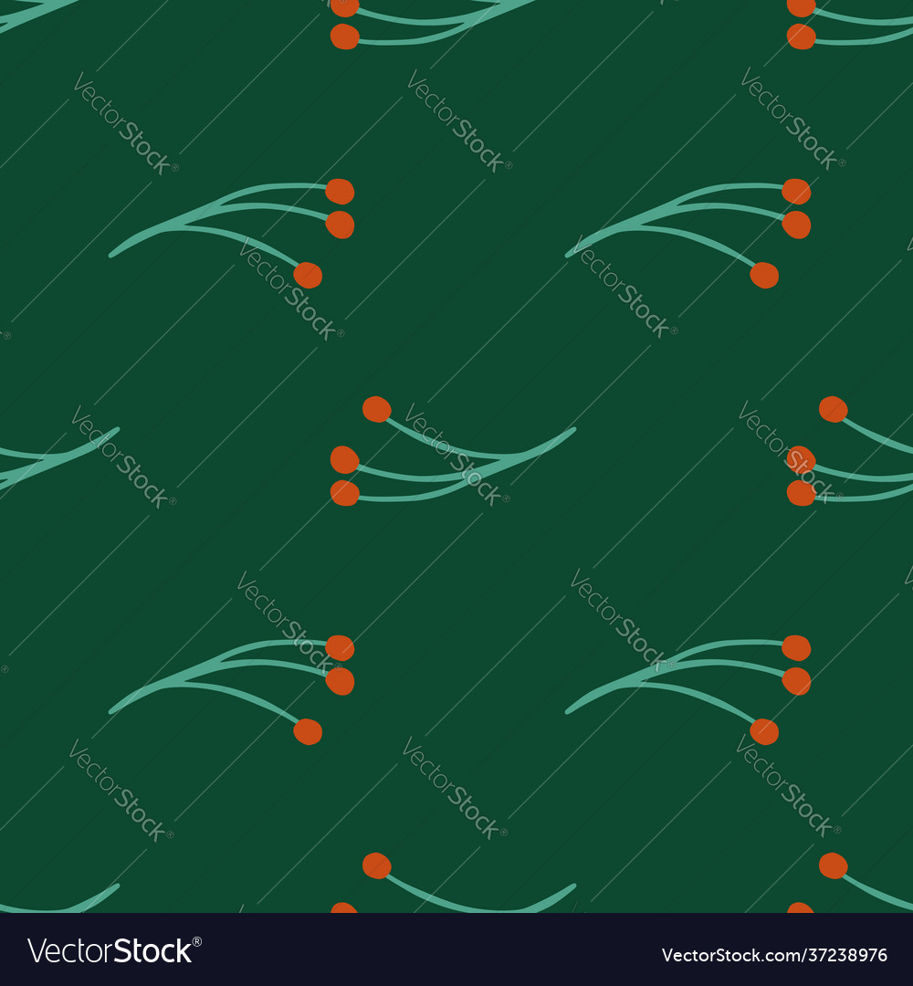 Abstract botanic doodle seamless pattern with red Vector Image