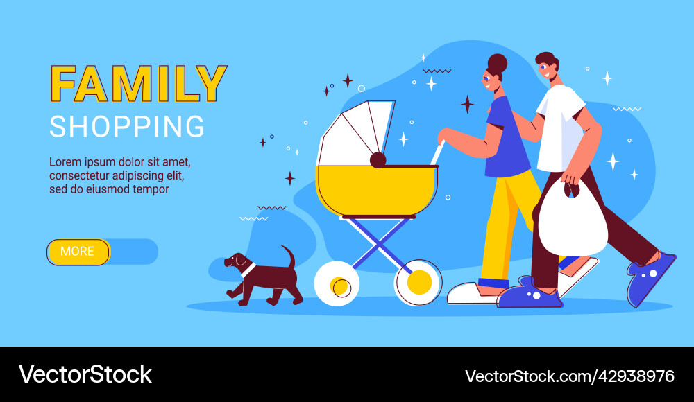 Family shopping horizontal banner Royalty Free Vector Image