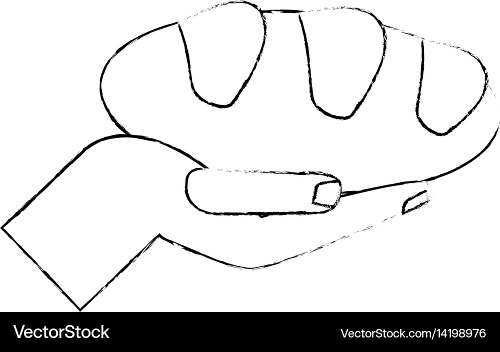 Hand with bread religion catholic symbol sketch Vector Image