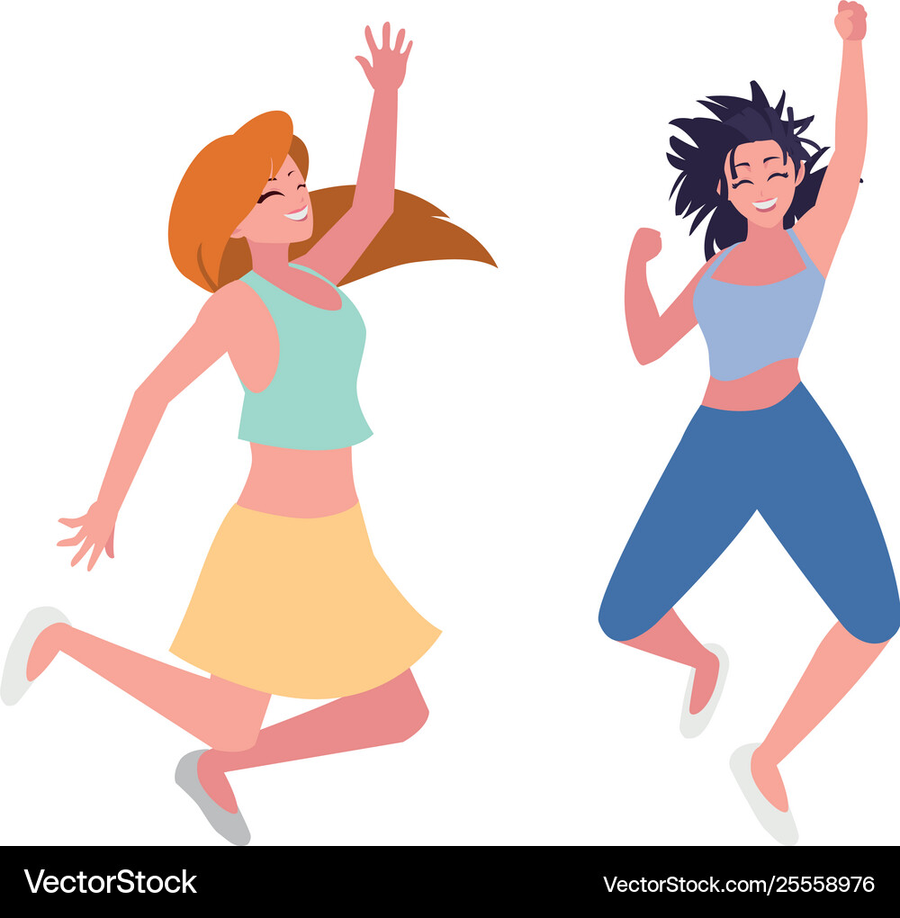 Happy young women celebrating characters Vector Image