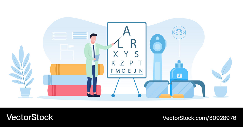 Ophthalmology concept with eye test Royalty Free Vector
