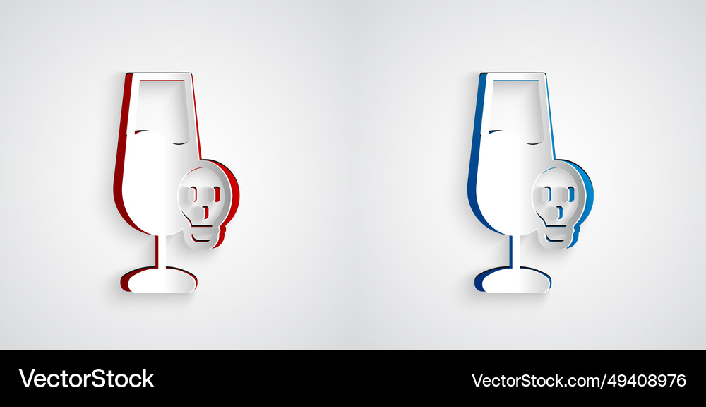 Paper cut poisoned alcohol icon isolated on grey Vector Image